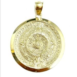 Jewelry | 1kt Gold Aztec Calendar Charm Pendant | Poshmark